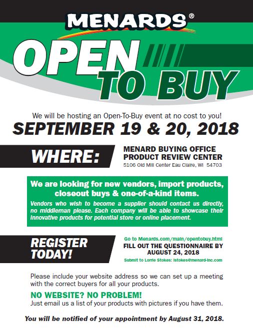 Menards Open To Buy event